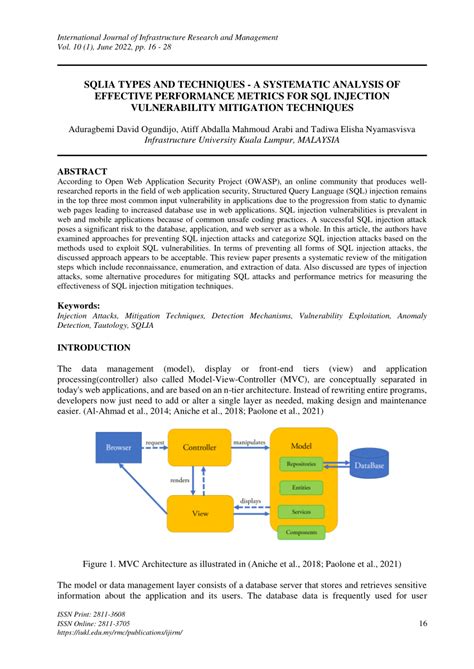 Pdf Sqlia Types And Techniques A Systematic Analysis Of Effective