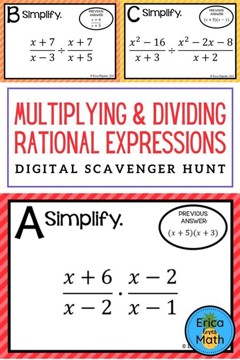 Multiplying Dividing Rational Expressions Digital Activity Scavenger Hunt Thing