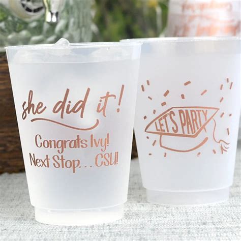 16 Oz Personalized Frosted Graduation Party Cup Favors
