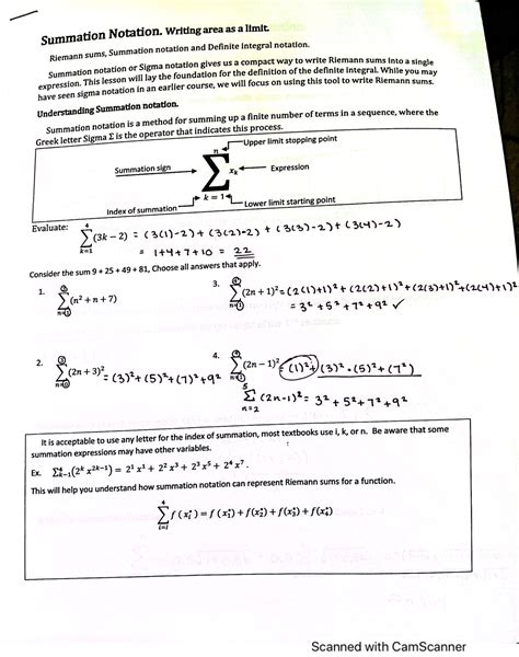 Summation Notation These Are The Lecture Notes Given From The