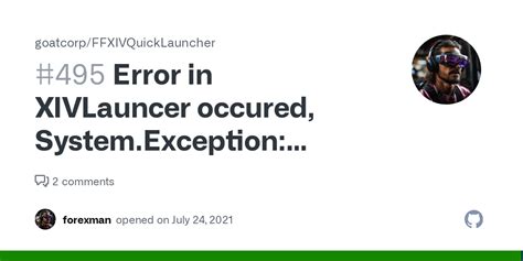 Error In Xivlauncer Occured Systemexception Game Exited Prematurely