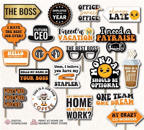 20 Office Party Photo Booth Props Funny Adult Work Party Props
