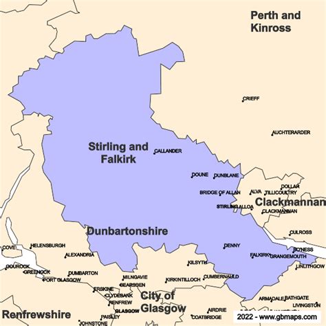 Stirling And Falkirk County Boundaries Map