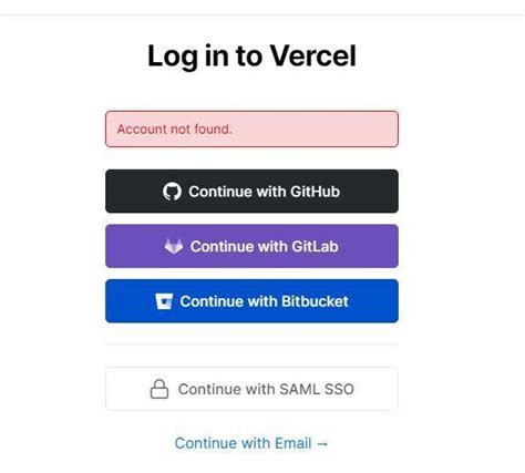 Erro Ao Entrar No Vercel Com A Conta Do Git Hu Html E Css