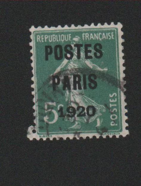FRANCE TIMBRE Préoblitéré N24 5 c semeuse poste Paris 1920