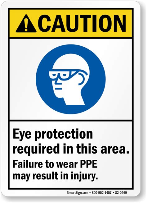 Eye Protection Required Area Wear Ppe Ansi Caution Sign Sku S2 0469