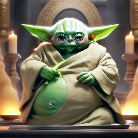 Fat Magister Yoda Shaves His Belly — Image Created In Shedevrum