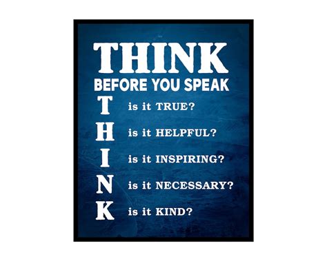 Think Poster Think Before You Speak Print Educational Art Teaching Art