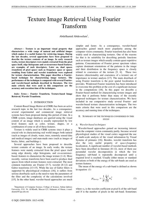 Pdf Texture Image Retrieval Using Fourier Transform