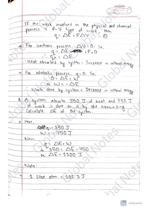 Chemical Thermodynamics Global Notes