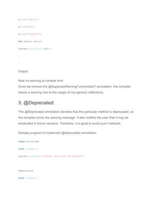 Annotations In Java With Example Pdf