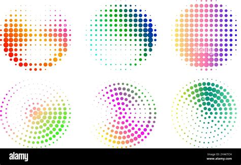 Multiple Vibrant Circular Designs Made Up Of Colorful Dots Vector