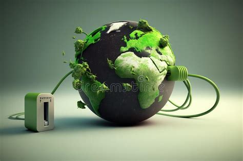 Abstract Green Earth Energy Concept Electric Charged Stock