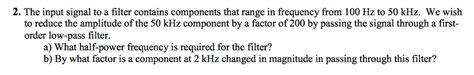 Solved 2 The Input Signal To A Filter Contains Components
