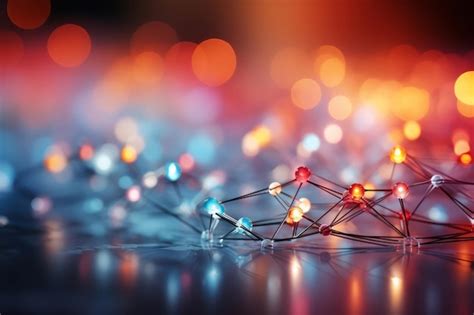 Premium Photo Intricate Network Of Connected Nodes With Bokeh Background