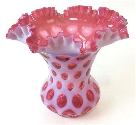 Lot Fenton Pink Opalescent Ruffled Vase