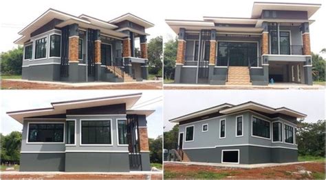 ดูไอเดียบ้าน บ้านโมเดิร์นชั้นครึ่งโทนสีเทา 3 ห้องนอน 3