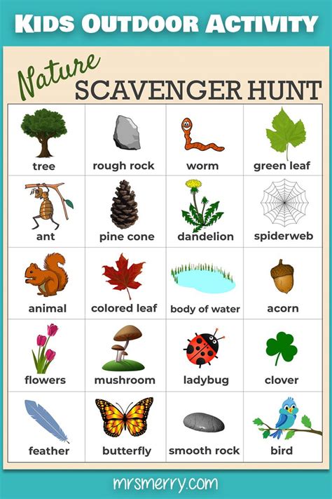 Nature Walk Scavenger Hunt Printable Printable Word Searches