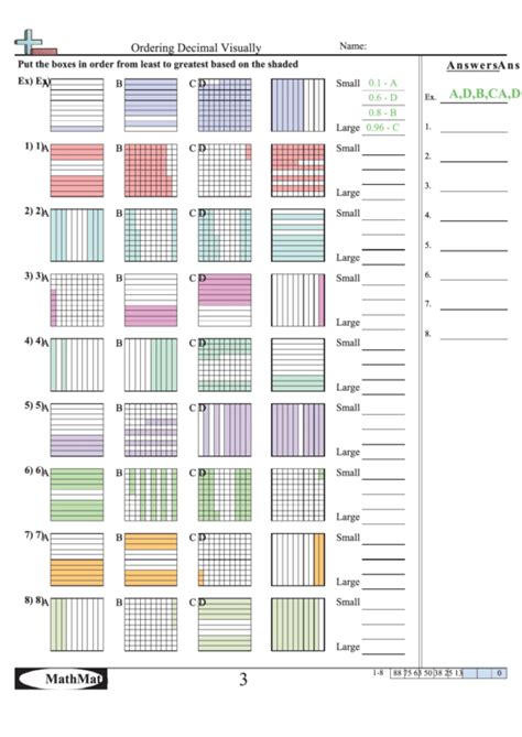Ordering Decimal Visually Worksheet Printable Pdf Download