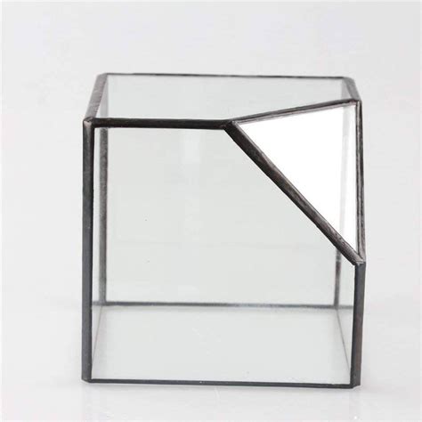Small Inclined Cube Glass Geometric Terrarium By Momentum