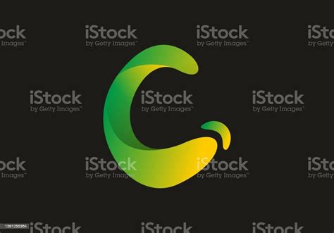 독특한 C 초기 문자의 노란색 녹색 그라디언트 색상 0명에 대한 스톡 벡터 아트 및 기타 이미지 0명 개념 개념과 주제
