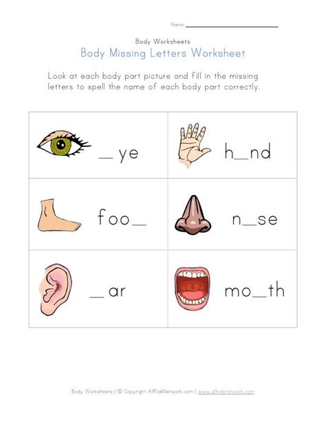 Body Missing Letters Worksheet Measuring Body Parts Worksheet Body