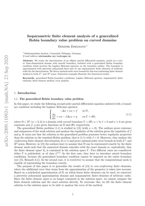 isoparametric finite element analysis of a generalized robin boundary