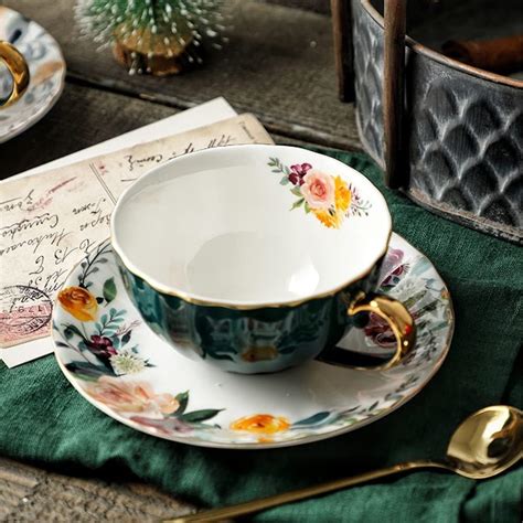 Oneustar Tea Cup And Saucer Set For 1 Bone China Floral