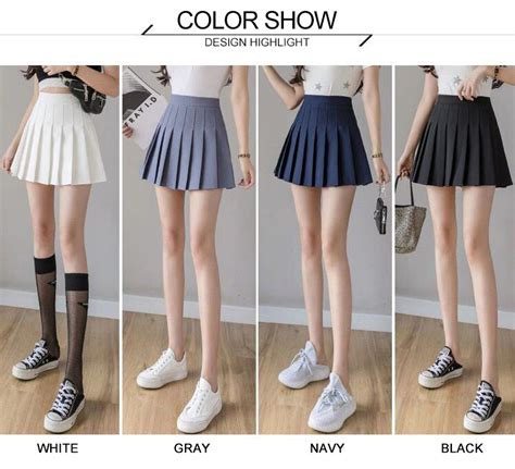 🔥【ship In Malaysia】women Mini Skirt High Waist Solid Color Pleated