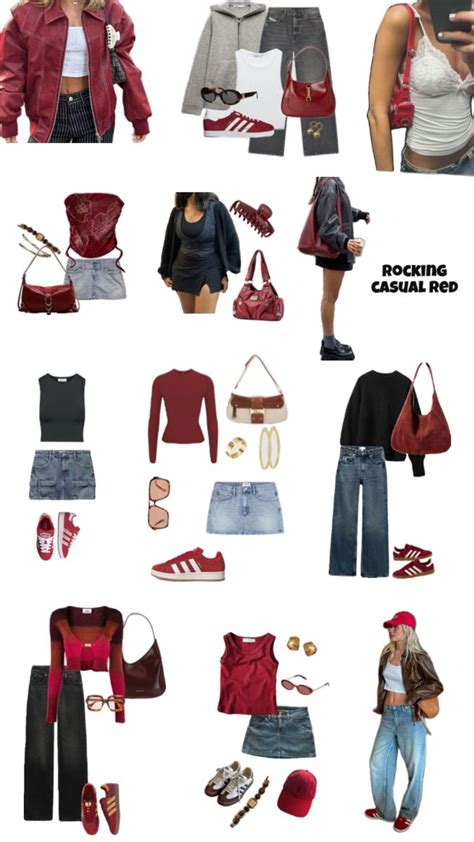 Casual Red Outfits En Tenues Mode Mode V Tements Styl S