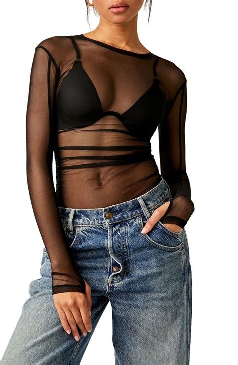 Free People Last Layer Sheer Mesh Top Ivory Editorialist