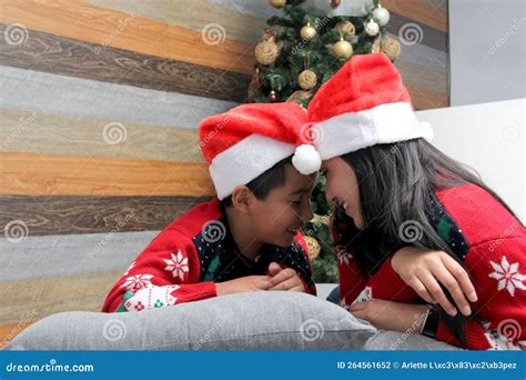 Single Divorced Mom And Son Latino Dressed In Ugly Sweters Play In Bed