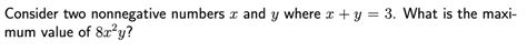 Solved Consider Two Nonnegative Numbers X And Y Where Xy3
