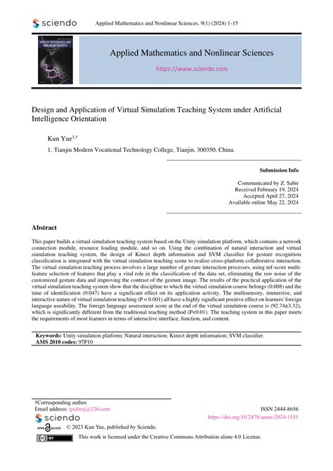 pdf design and application of virtual simulation teaching system under artificial intelligence