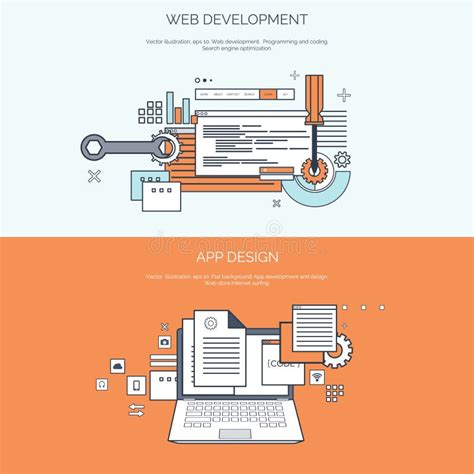 Vector Illustration Web Search Flat Computing Background Programming Coding Development