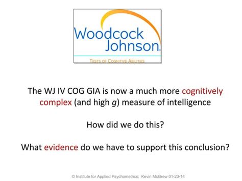 Overview Of The Wj Iv Cognitive Battery Gia And Chc Clusters Ppt Science