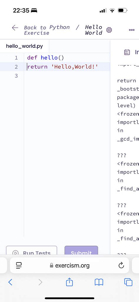 Help With Hello World Python Exercism