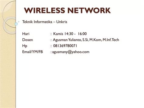 PPT WIRELESS NETWORK PowerPoint Presentation Free Download ID 3874588