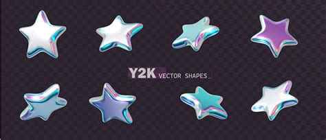 다양한 각도에서 본 홀로그램 별 사실적인 크롬 별이 고립되어 있습니다 Y2k 현대 미래 지향적 인 디자인 미학 디자인 요소 강철에 대한 스톡 벡터 아트 및 기타 이미지