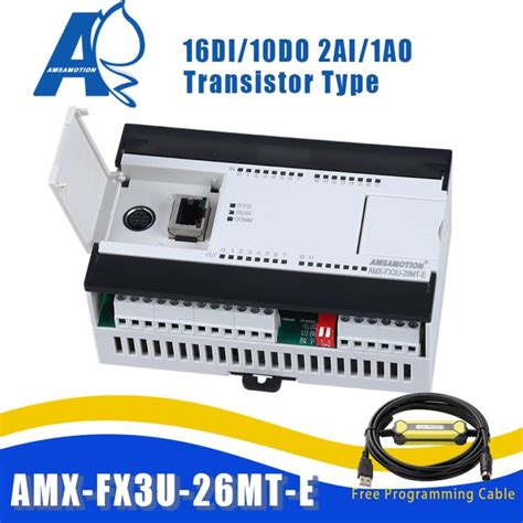 AMX FX3U 26MT E Compatible Mitsubishi MELSEC Series PLC Transistor 2AI 1AO 16DI 10DO Ethernet
