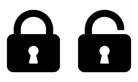 Lock And Unlock Icons Simple Black Shapes Closed And Open Padlock Symbols Safety And Security