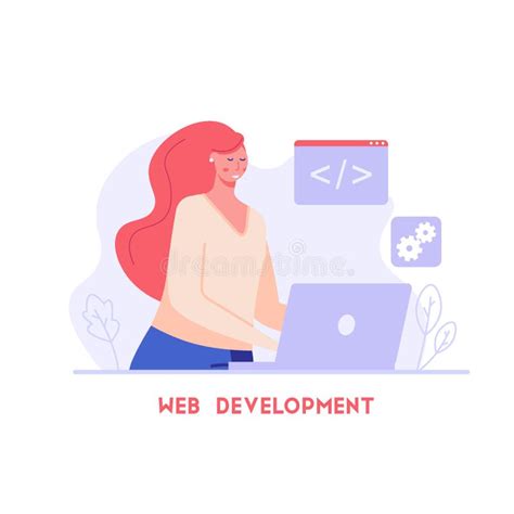 Woman Developing Mobile Or Web Product Web Development Concept Of App Development UI