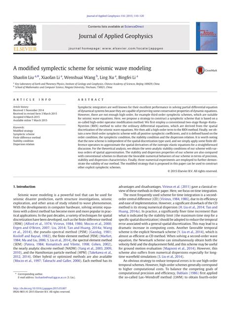 Pdf A Modified Symplectic Scheme For Seismic Wave Modeling