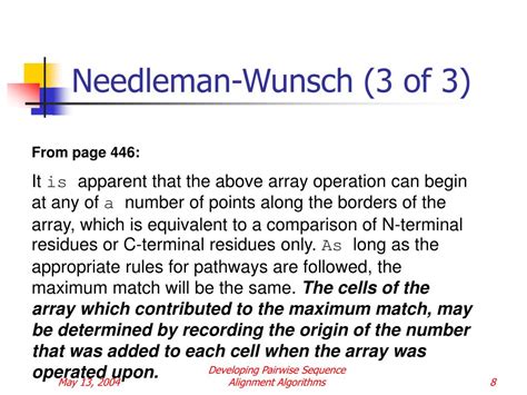 Ppt Developing Pairwise Sequence Alignment Algorithms Powerpoint Presentation Id5678172