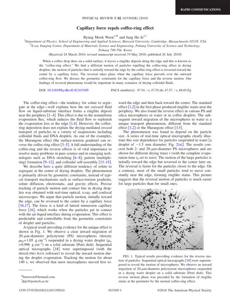 Pdf Capillary Force Repels Coffee Ring Effect
