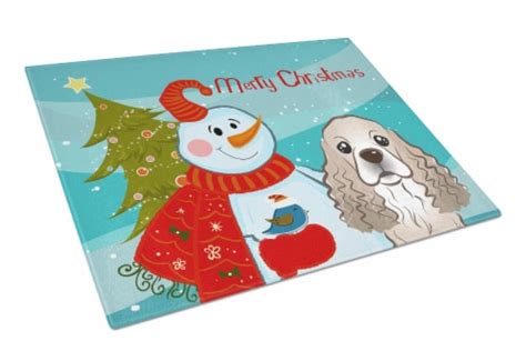 Carolines Treasures Bb1836lcb Snowman With Cocker Spaniel Glass Cutting