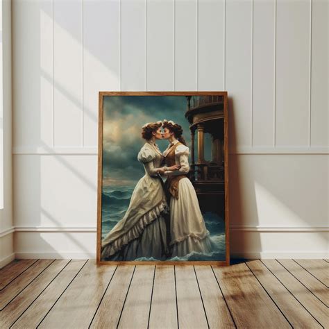 Sapphic Victorian Girls Wall Art Lesbian Retro Print Romantic Queer