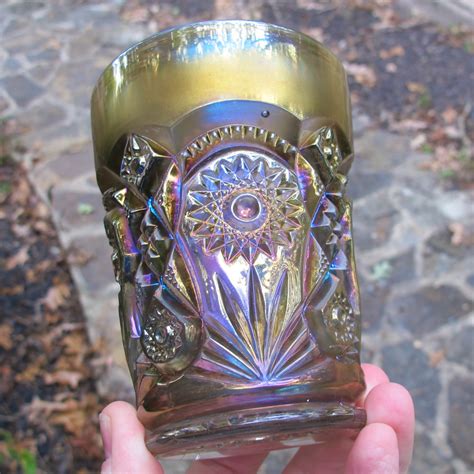 Antique Imperial Fashion Smoke Carnival Glass Tumbler Carnival Glass