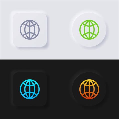 Premium Vector Globe Icon Set Multicolor Neumorphism Button Soft Ui