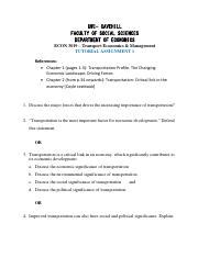 Tutorial Assignment Pdf UWI CAVEHILL FACULTY OF SOCIAL SCIENCES DEPARTMENT OF ECONOMICS